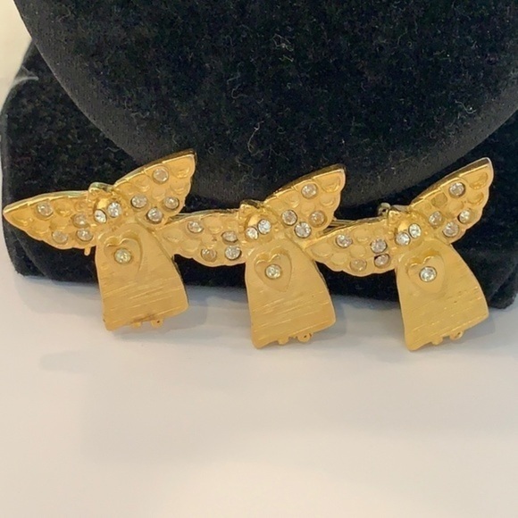 Jewelry | 525 Triple Angle Gold Tone Rhinestone Crystal | Poshmark